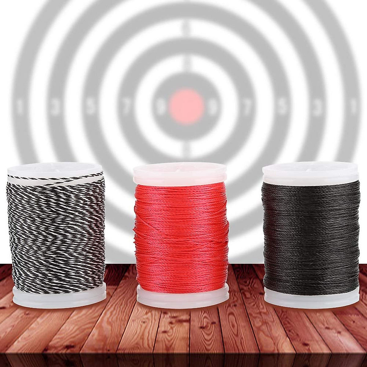 Empty Bow String On Spool,Bowstring Serving,Archery Serving Thread 120m Durable Nylon String Serving Thread for Bowstring Archery Supplies(Black+White)