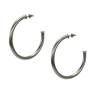 Sheila Fajl Small Everybody's Favorite 2 Inch Tubular Lightweight Womens Hoop Earrings in Brushed Gunmetal Silver Plated