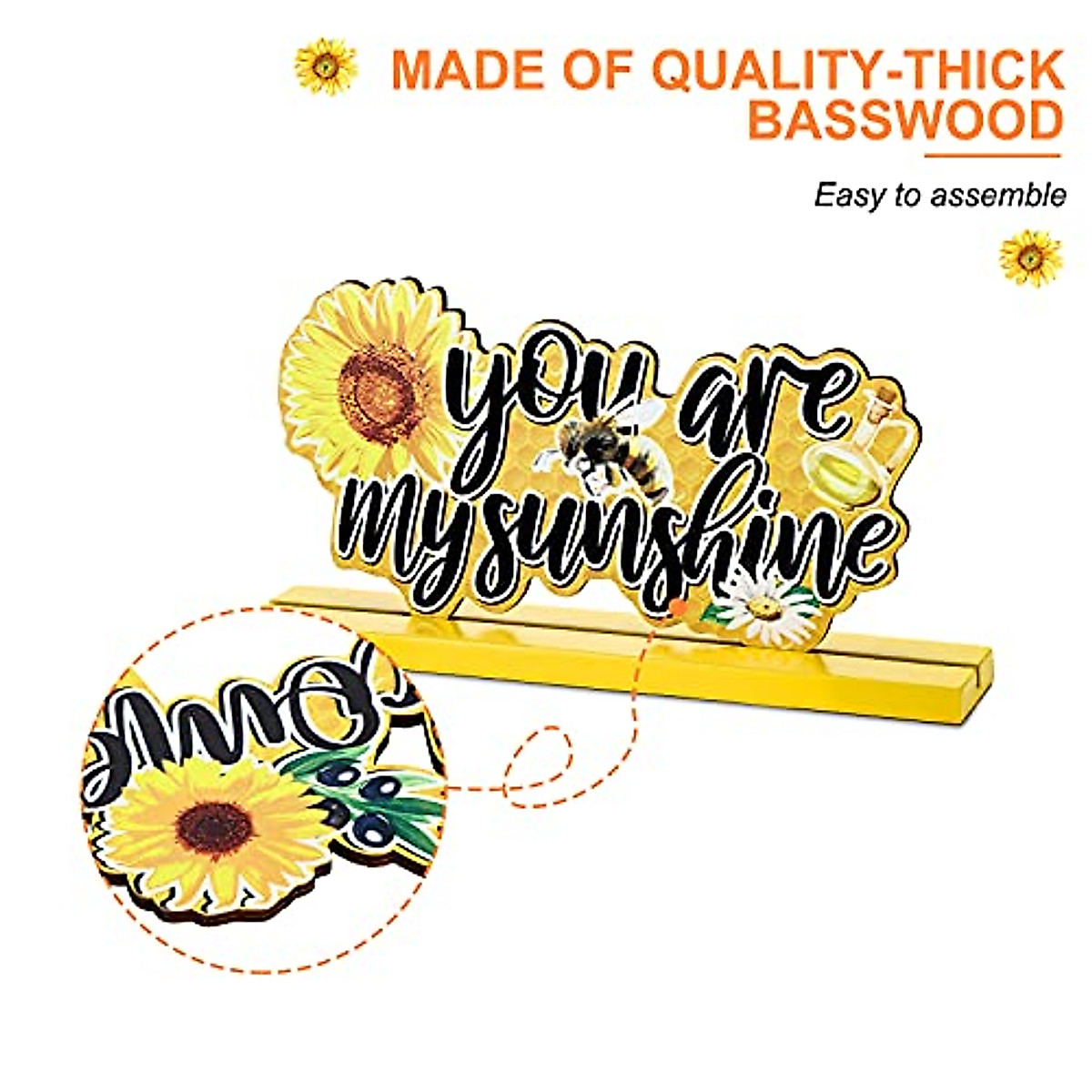 3 Pieces Sunflower wooden Table Centerpieces Sign Sunflower Table Sign Welcome wood Bee Centerpieces Table Decoration Rustic Hello Sunshine Sign Welcome Table Decoration Signs Art for Home Table Decor
