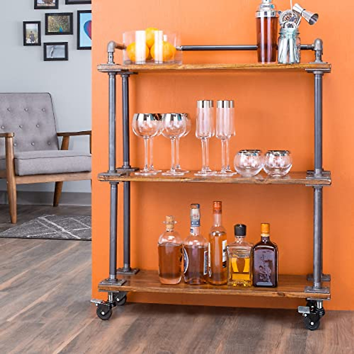 PIPE DECOR Swivel Caster Wheels for ¾” Pipe (4-Pack), Casters for Pipe Legs with Locking Mechanism