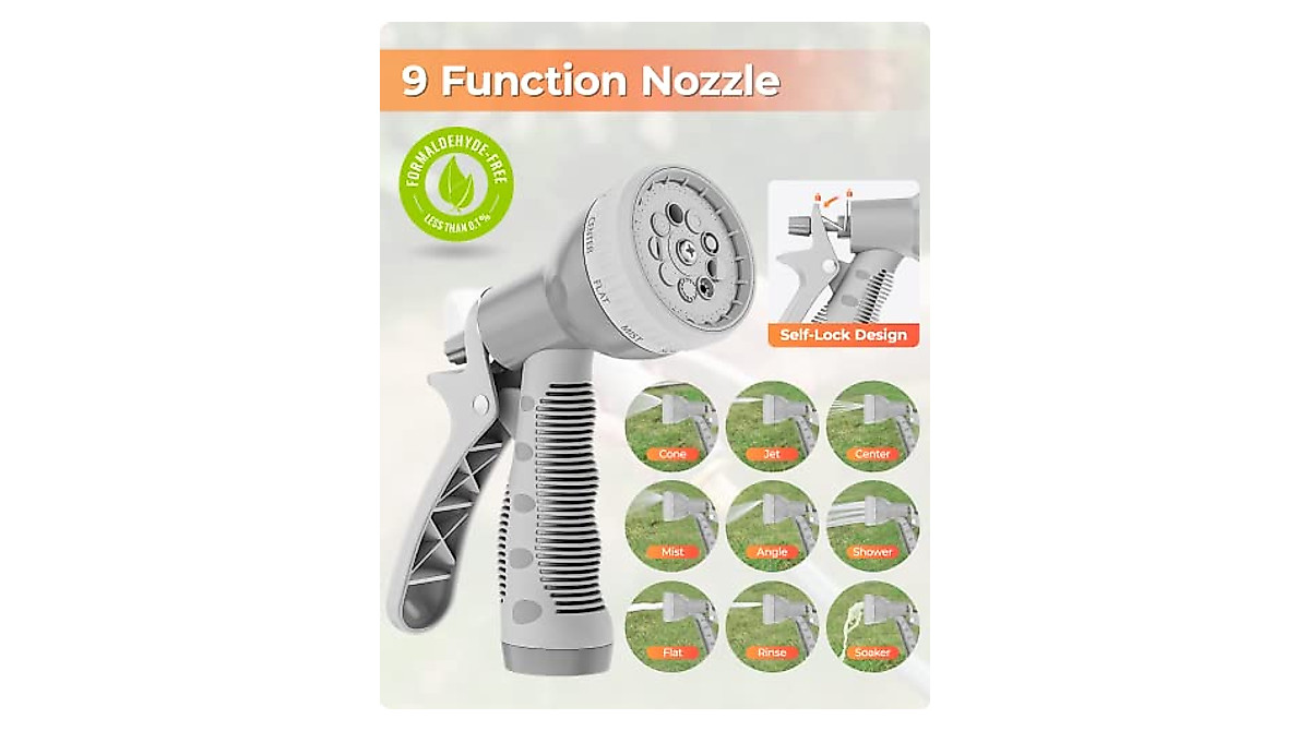 Ayleid Retractable Garden Hose Reel - 100 ft Wall Mount with 9-Function ...