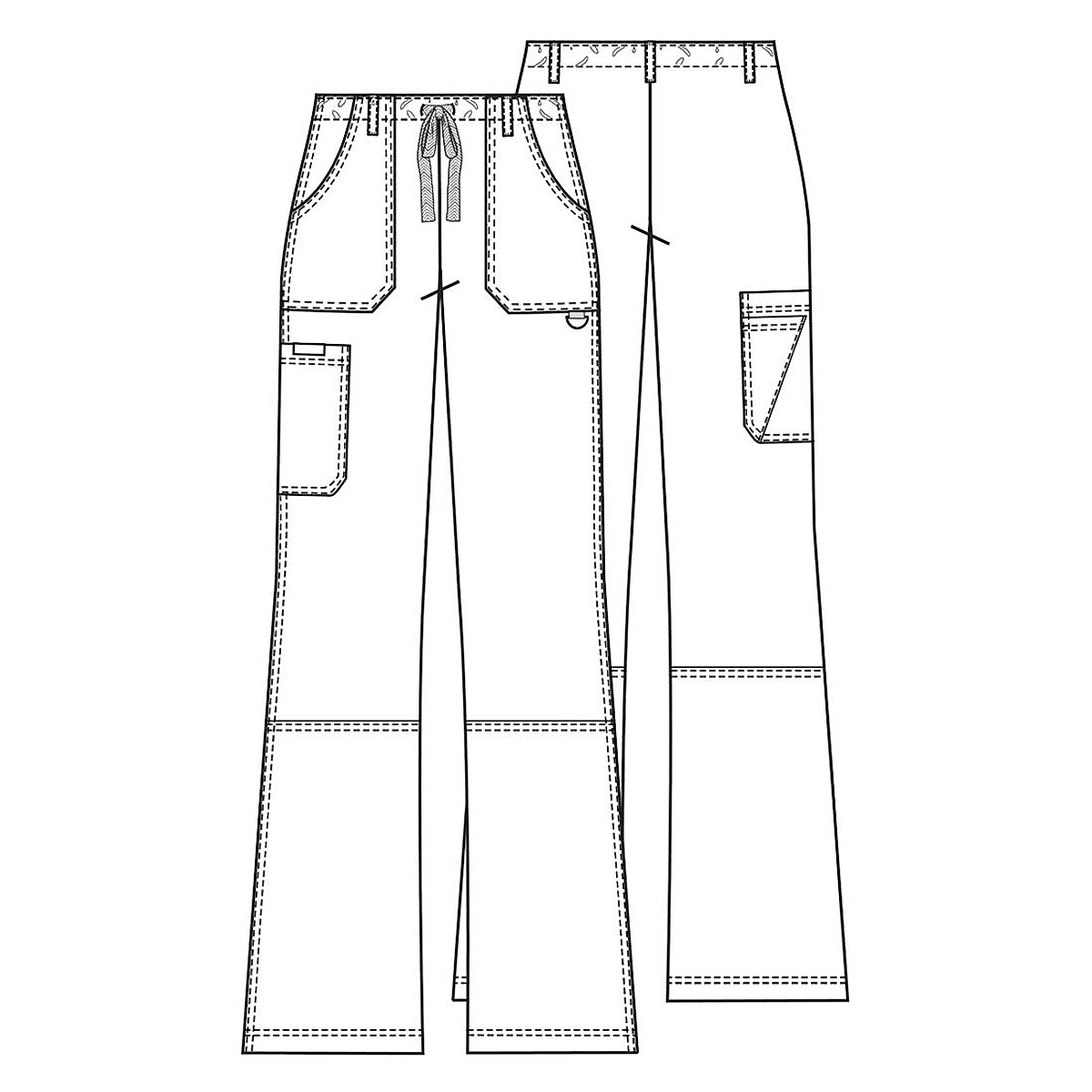 Cherokee Women's Low Rise Drawstring Cargo Scrub Pant, Black, Medium