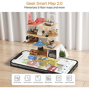 Geek Smart Robot Vacuum Cleaner and Mop L7, LDS Navigation, Wi-Fi Connected APP, Selective Room Cleaning, MAX 2700 PA Suction, Blue Ideal for Pets and Larger Home