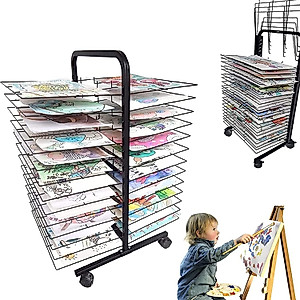 CENAP Art Drying Rack, 26 Tier Mobile Classroom Drying Rack with Wire Rack for Art Studio and Home Use, Drying and Printing Rack
