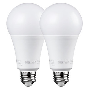 TORCHSTAR Dimmable A21 LED Light Bulbs, CRI 90, Super Bright LED Light Bulb 100W Equivalent, 17W, UL & Energy Star Listed, 25,000hrs, E26 Standard Base, No Flicker, 1600lm, 2700K Soft White, Pack of 2