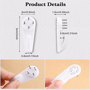 35 Pieces 2" Plastic Hardwall Hanger Hook Picture Hanging Kits Invisible Nail Wall Mount Non-Trace Hooks for Hardware Concrete Walls Photo Frame Clock