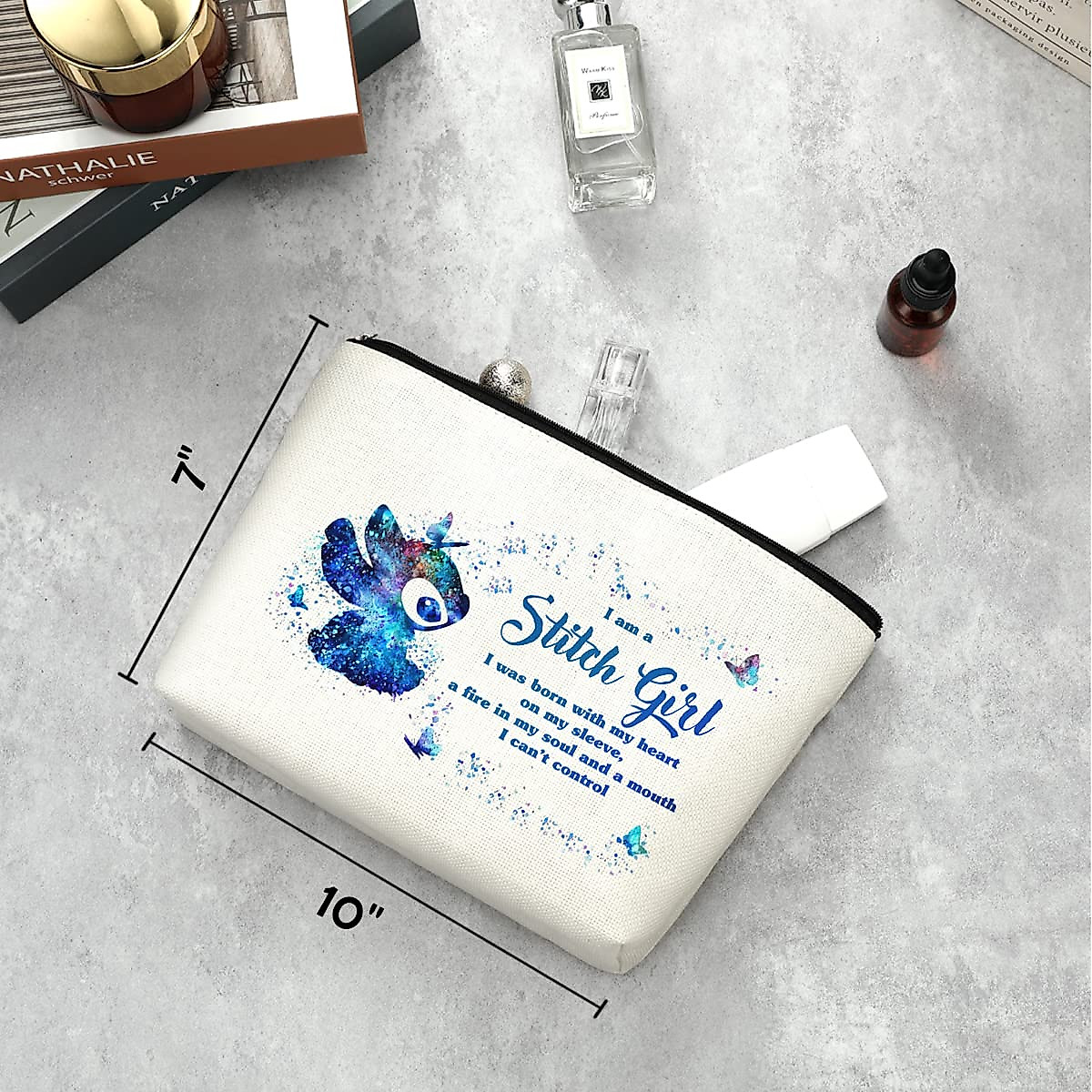 Decohim Cute A Girl Makeup Bag Cosmetic Bag Funny Cartoon Merchandise Decor Stuff TV Show Hawaiian Friendship Gifts for Fans Teenage Girls Sister Daughter Friends Nurse Birthday Graduation Friendship