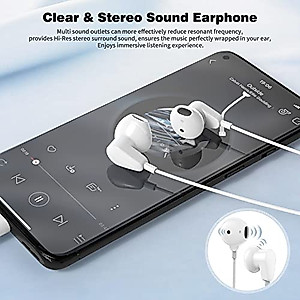 ACAGET USB C Headphones, Setero Android Earphones with Mic USB Type C Earbuds for Pixel 7 6 Pro Noise Canceling Headset Wired Headphone for Samsung Galaxy A53 S23 Ultra S22 Plus S21 FE Oneplus 9 White