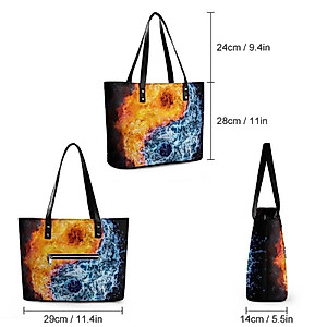 Womens Handbag Yin Yang Symbol Leather Tote Bag Top Handle Satchel Bags For Lady