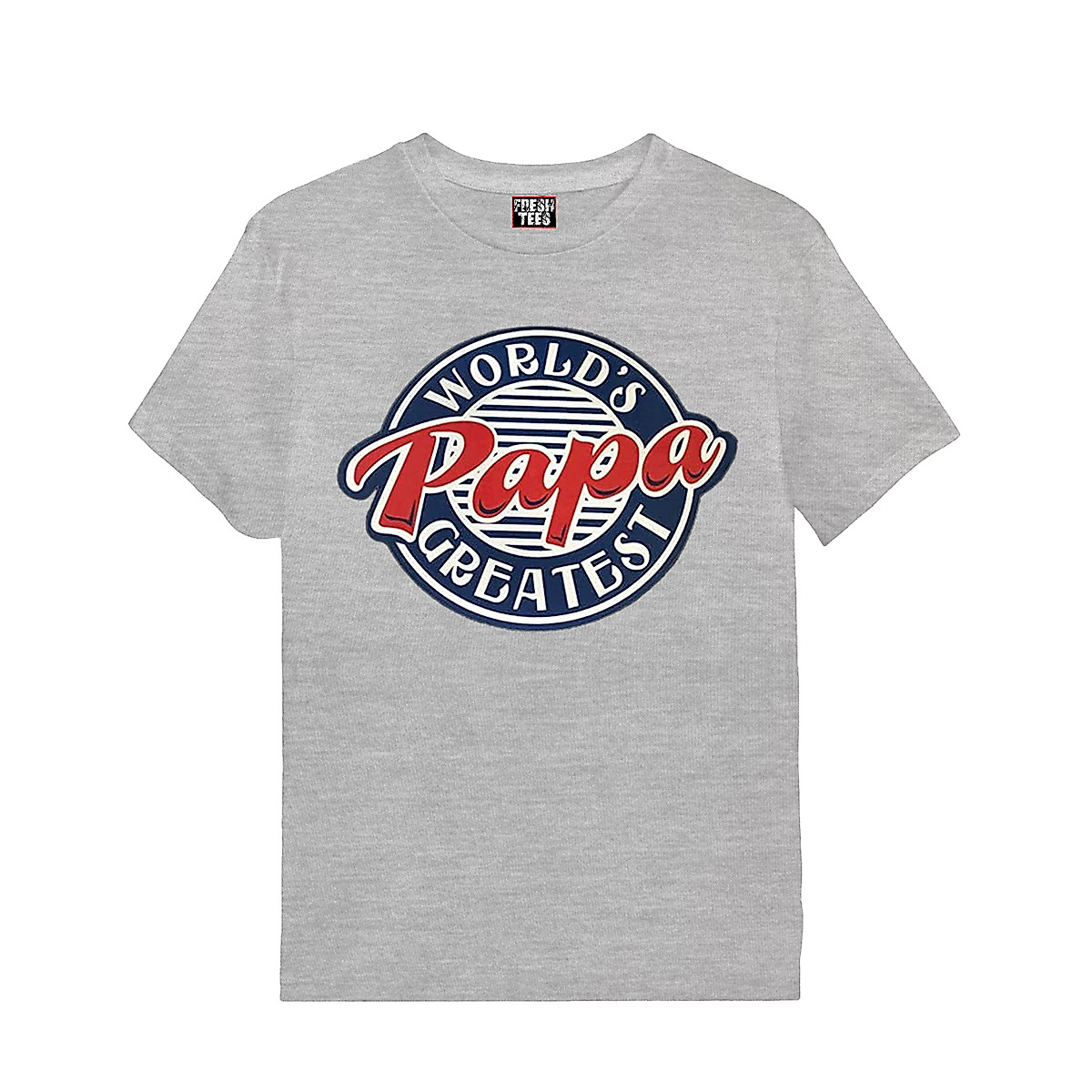 fresh tees World's Greatest Papa T-Shirt | Father's Day Shirt | Funny Gifts for Husband Dad Grandpa (Small, Heather Grey)