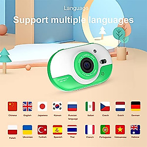 Niaviben Mini Portable Digital Camera for Kid's Waterproof Camera Front and Rear Dual 24 Million Pixel Compact Camera 2.4 Inch Green