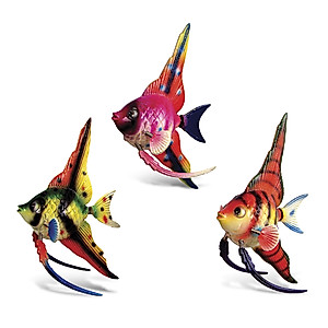 COTA Global Angelfish Refrigerator Bobble Magnets Set of 3 - Assorted Color Fun Cute Sea Life Animal Bobble Head Magnets for Kitchen Fridge, Home Decor, Cool Office and Decorative Novelty - 3 Pack