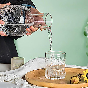 Bedside Carafe with Cup, Bedside Carafe and Glass set for Bedroom Night, Glass Water Carafe, Bedside Water Dispenser (33 OZ)