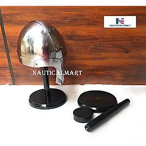 NauticalMart Medieval Armor Helmet DIsplay Stand Viking Norman Armor Spartan wooden display stand Stand in Black