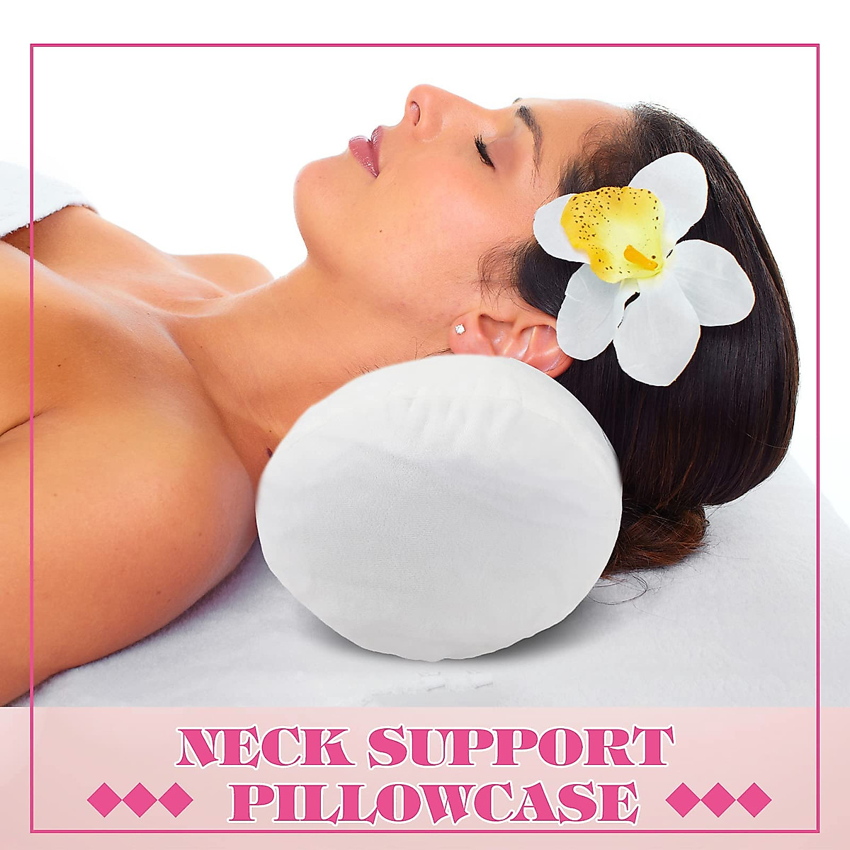 Newwiee 2 Pcs Neck Roll Pillow Cover 17x7 Inch Round Cervical Pillow Covers with Zipper Cylinder Neck Roll Pillowcase Soft Bolster Pillowcases for House Home Decor Cylindrical Cushion(White)