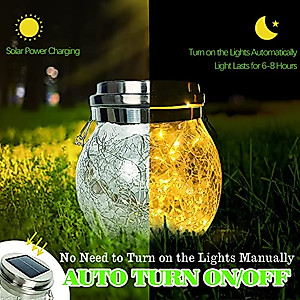 Solar Lantern, YIKZART Patio Decor Outdoor Lanterns with 50 LED, Outdoor Hanging Waterproof Solar Cracked Glass Ball Warm Lights Decorations for Yard Garden Patio Deck Lawn Fence 1 Pack
