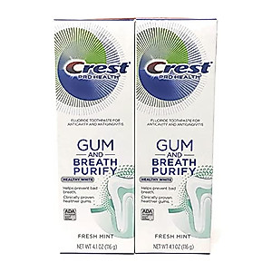 Crest Pro-Health Gum and Breath Purify, Healthy White Toothpaste with Fluoride, Fresh Mint, 4.1 oz (Pack of 2)