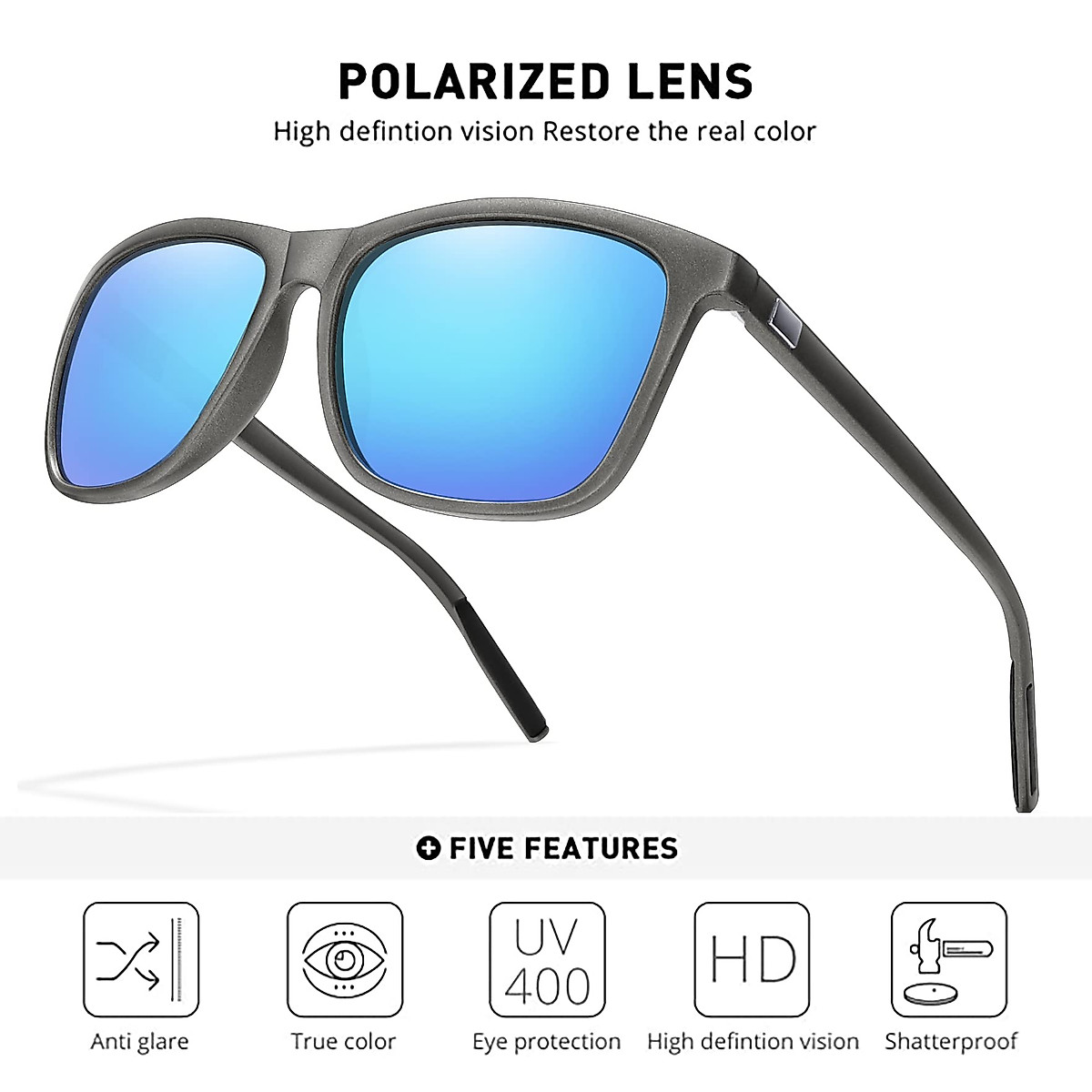 BOTPOV Polarized Sunglasses for Men Women Mirror UV 400 Protection Lens Spring Hinge (3 Pack)