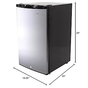 West Bend Mini Fridge Compact Refrigerator for Home Office or Dorm, Auto Defrost with Reversible Door, Energy Star Rated, 4.4-Cu.Ft., Metallic