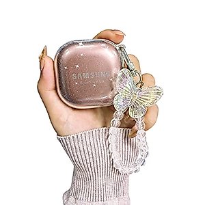 Fycyko Compatible with Samsung Galaxy Buds 2 Pro(2022) Case/Galaxy Buds 2/Galaxy Buds Pro/Galaxy Buds Live Case Clear Glitter Cute Butterfly Cover with Keychain Soft TPU for Women Girls