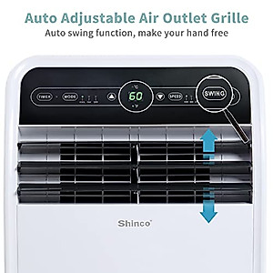 Shinco 12,000 BTU Portable Air Conditioner, Portable AC Unit with Built-in Cool, Dehumidifier&Fan Modes for Room up to 400 sq.ft, Room Air Conditioner with Remote Control, 24 Hour Timer, Installation Kit