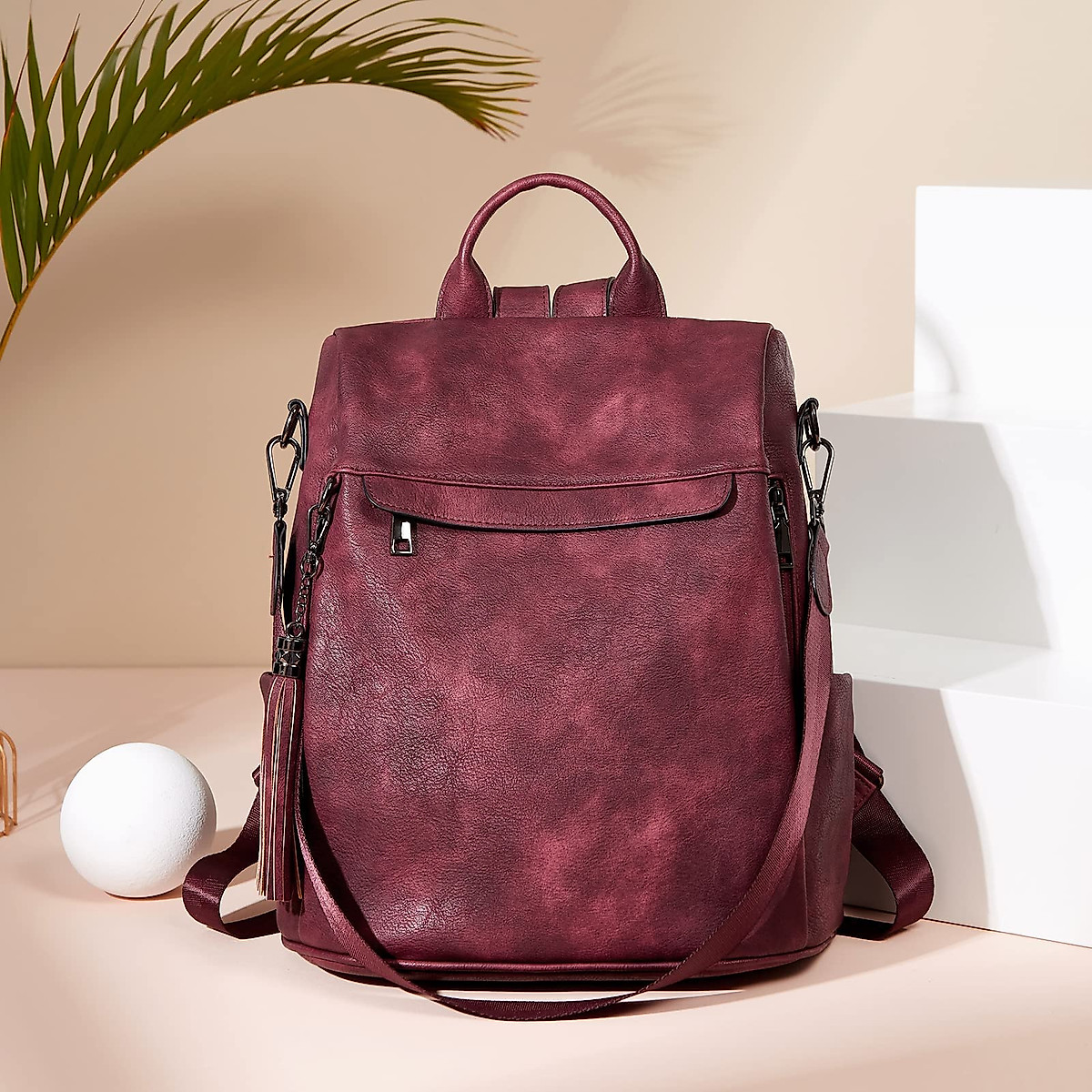 Telena Backpack Purse for Women with Women Wallets Leather Wristlet Wallet Clutch Large Capacity Organizer Ladies Wristlet Purse Fuchsia