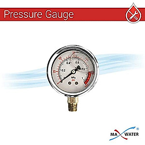 Max Water 2 Stage (Sediment, Odor & Improving Taste) Whole House (20 inch x 4.5 inch), Water Filtration System with PVC Ball Valve, Pressure Gauge & Housing Wrench - Sediment + GAC - 1" Inlet/Outlet
