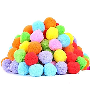 PET SHOW 100pcs 1.5"/3.8cm Cat Toy Balls Bulk Soft Kitten Pompon Toys Indoor Cats Interactive Playing Quiet Ball Cats Favorite Toy Assorted 10 Colors
