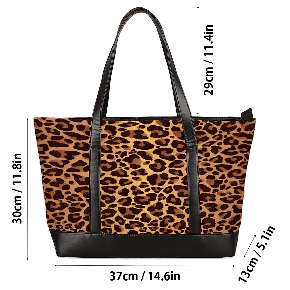 Laptop Tote Bag for Women 15.6 inch Leopard Cheetah Skin Print Large Capacity Lightweight Durable Computer Briefcase Leather Shoulder Bag for Work Travel School Office Handbag