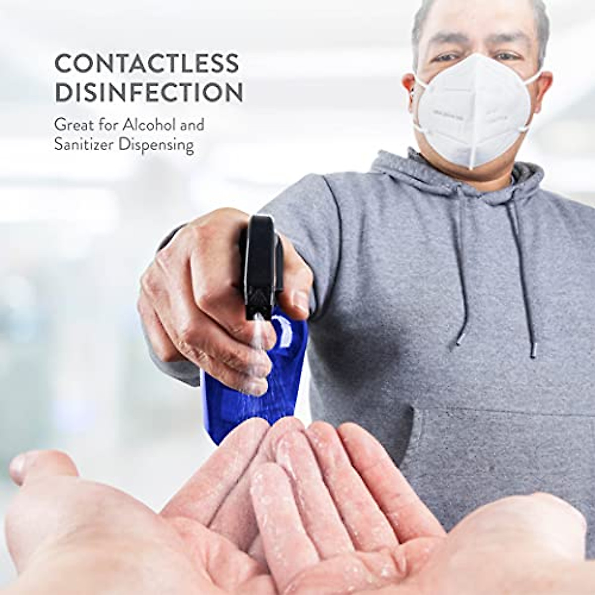 Blue Cobalt Glass Spray Bottles, 16-Ounce (2-Pack) Refillable Glass Sprayer Container with Durable Leakproof Trigger Sprayer Mist/Stream/Lock for Cleaning Products, Essential Oils, Aromatherapy, Water