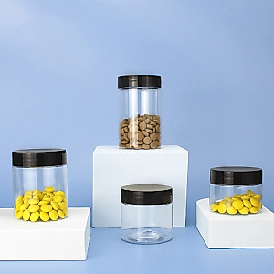 DITUDO 8pcs Assorted Juicing Clear Fruit Jars Ml+ Container Cereal Lip Sample Home Food Wild- Powder Balm Eye Canisters Storage Tea Cylinders Mouth Face Transparent Lids Cosmetics Shadow