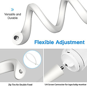 Koroao Flexible Twist Mount for Arenti Baby Monitor，No Tools or Wall Damage Required (White)