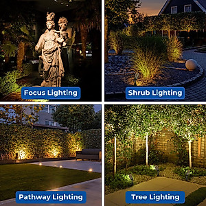 CINOTON 4-Pack Brass Landscape Spotlights Outdoor, Low Voltage LED Landscape Lighting Pathway, Waterproof Spotlight for Yard, Tree, Garden