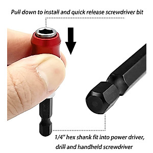 Saipe 3pcs 1/4” Hex Shank Magnetic Screwdriver Bits Holder Quick Release Drill Bit Extension Bar Chuck Adapter Quick Change Socket Screw Driver Drill Bit for Hand-held Drivers or Power Drill, 60mm