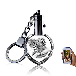 3D innovation Crystal Keychain Photo - Lighted Custom Crystal Picture Etched Key chain, Heart