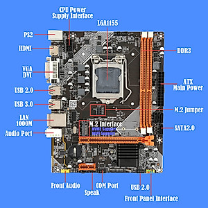 SHYEKYO M-ATX Computer Motherboard Desktop H61 M.2 Desktop Computer Motherboard Support DDR3 M.2 High Rate Hard Disk Interface, HDMI HD Graphics Card for PentiumCeleron Series