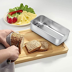 Homikit Loaf Pan Set of 3, 9 x 5 Inch Stainless Steel Loaf Pans for Baking Bread, Medium Metal Meatloaf Cake Pan Great for Home Kitchen, Oven & Dishwasher Safe, Rust Free