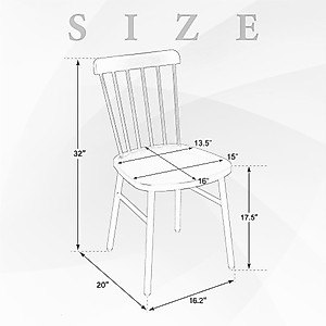 Anmutig White Metal Patio Dining Chairs Set of 2 Indoor/Outdoor Windsor Chairs Farmhouse Spindle Back, Modern Mid-Century Country Style, Kitchen Side Chairs for Living Room Restaurant, Widen Seat