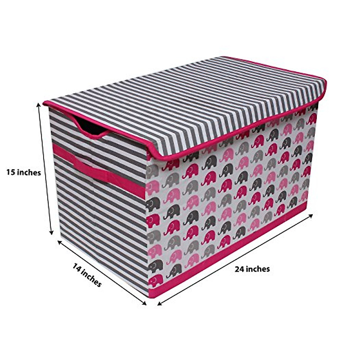 Bacati Elephants Storage Toy Chest, Pink/Fuschia/Grey (EPGSTC)