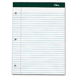 TOPS Double Docket Ruled Pads, 8 1/2 x 11 3/4, White, 100 Sheets, 6 Pads/Pack