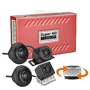 CarThree 360 Degree Bird View Panoramic System 4 HD Cameras Around View System with Night Vision DVR Parking Monitoring Driving Record Universal Rear View Cam for All Car