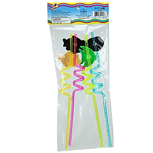 Magical Fish Assorted Color Plastic Straws - 4 Pc Set - Perfect Party Favor Accessory for Kids