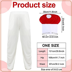 Suhine 2 Pcs Boys Deluxe Costume Accessory Set Red and White Spotted Mushroom Hat White Pants Brothers Mushroom Costume Outfits for Halloween Brother Game Character Dress up Supply