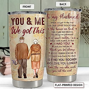 SANDJEST Valentines Day Gift for Him Tumbler 20oz Stainless Steel Double Wall Insulated Couple Travel Mug Gifts for Husband Wedding Birthday Christmas Anniversary Tumbler Gifts for Men