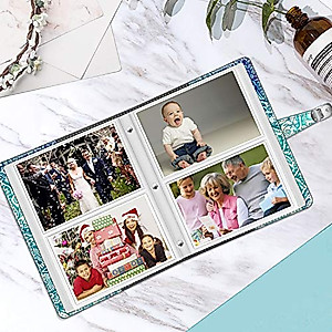 Fintie Photo Album 4x6 Photos - 112 Photos Premium Vegan Leather Cover with Snap Fastener, Portable Wallet Photo Albums, Emerald Illusions