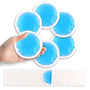NEWGO Small Ice Packs for Injuries Reusable, 6 Pack Gel Cold Packs Round Hot Cold Compress with Cloth Backing & Sleeve for Pain Relief, Wisdom Teeth, Breastfeeding, Tired Eyes, Face, Headaches