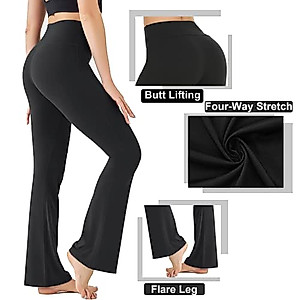 GET-FA Flare Leggings for Women-Bootcut Yoga Pants for Women High Waisted Workout Bootleg Work Pants Dress Pants Black