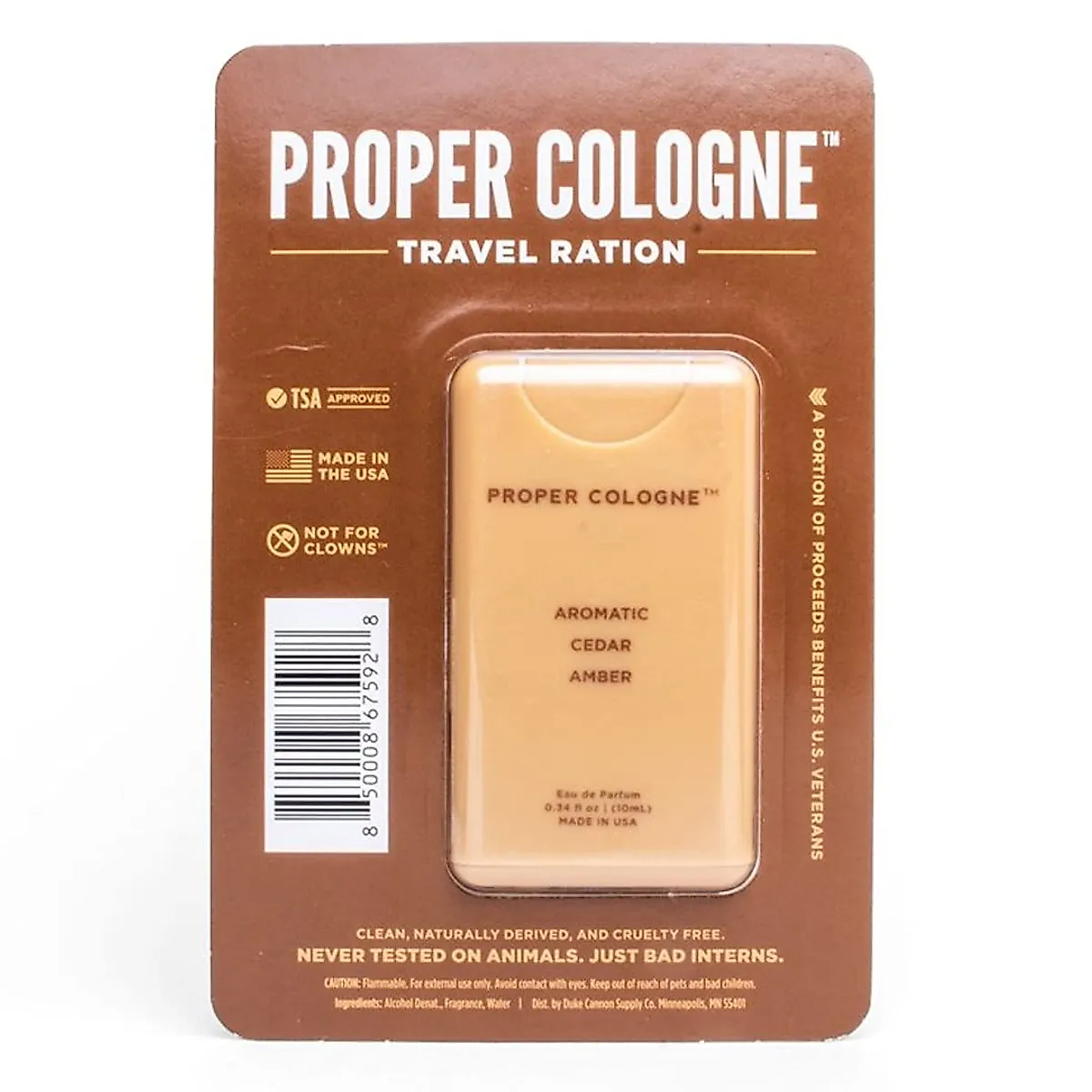 Duke Cannon Supply Co. Proper Cologne, 0.34 Fl Oz - Sawtooth/Eau de Parfum for Men, Travel Ration