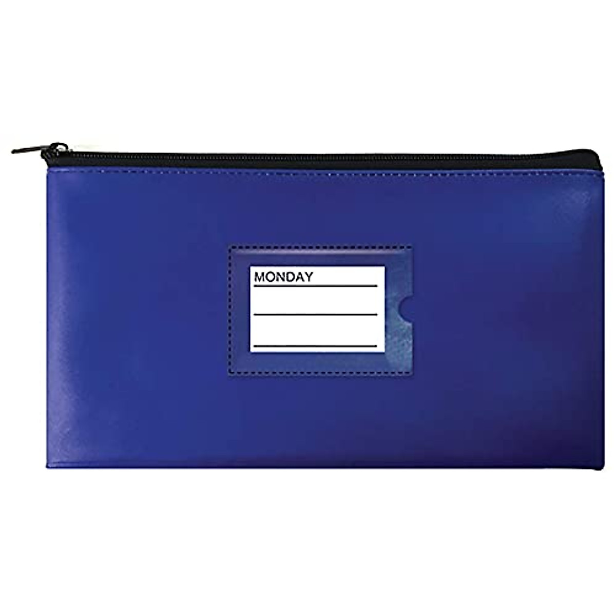 7 Pack, 7 days Zipper Security Bank Deposit Bag, Clear Window & 14 Insert Cards (Mon - Sun + Blank), by Better Office Products, Leatherette, 11.25" x 6.25", Cash Bag, Utility Pouch, Assorted 7 Colors