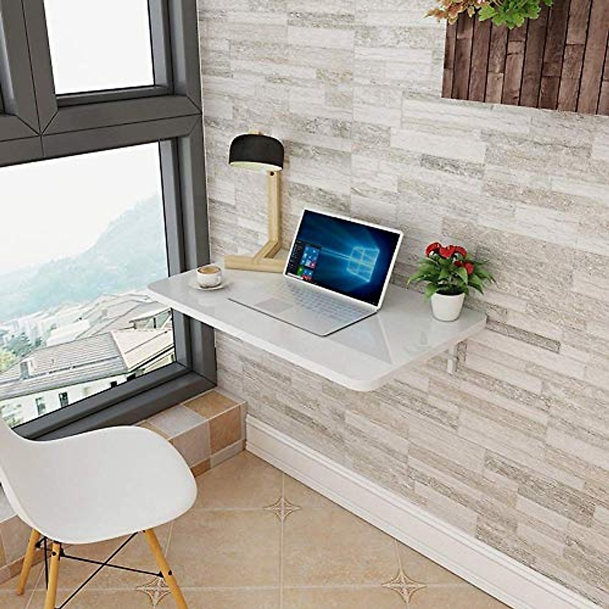 PIBM Stylish Simplicity Shelf Wall Mounted Floating Rack Shelves Foldable Computer Desk Simple Stable Save Space Bearing Strong,12 Sizes,5 Colors, White , 70x40cm